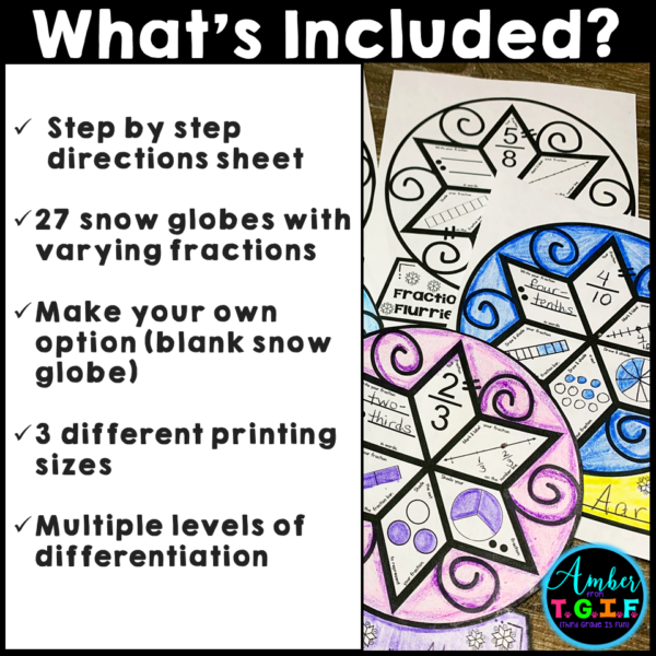 Winter Math Craft | Beginning Fractions | Snowflake Fraction Flurries ...