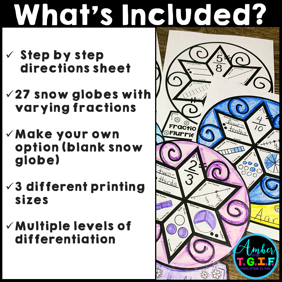 Winter Math Craft | Beginning Fractions | Snowflake Fraction Flurries ...