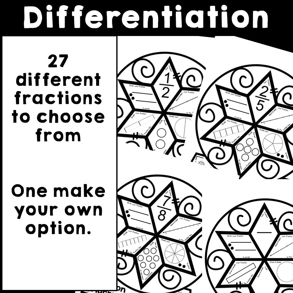 Winter Math Craft | Beginning Fractions | Snowflake Fraction Flurries ...