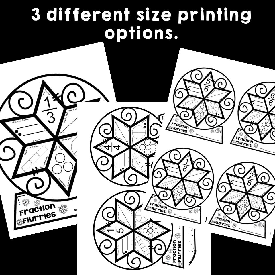 Winter Math Craft | Beginning Fractions | Snowflake Fraction Flurries ...