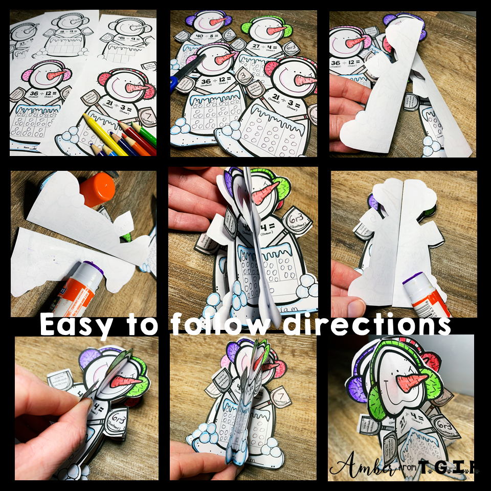 Winter Math Division Craft | Snowman Beginning Division | January ...