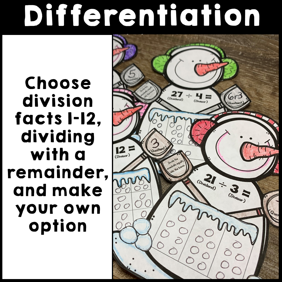 Winter Math Division Craft | Snowman Beginning Division | January ...