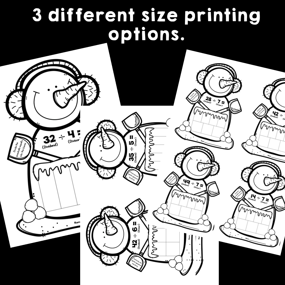 Winter Math Division Craft | Snowman Beginning Division | January ...