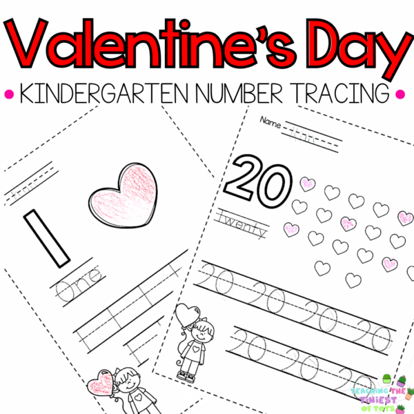 Valentine's Day Kindergarten Math Worksheet Number Tracing 1-20 | Made ...