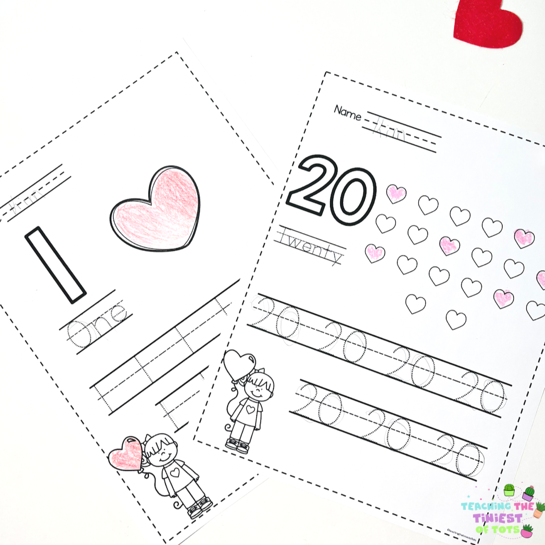 Valentine's Day Kindergarten Math Worksheet Number Tracing 1-20 | Made ...