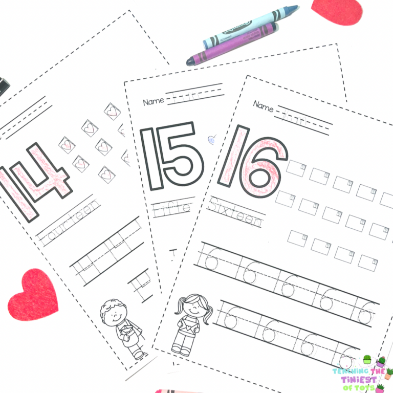 Valentine's Day Kindergarten Math Worksheet Number Tracing 1-20 | Made ...