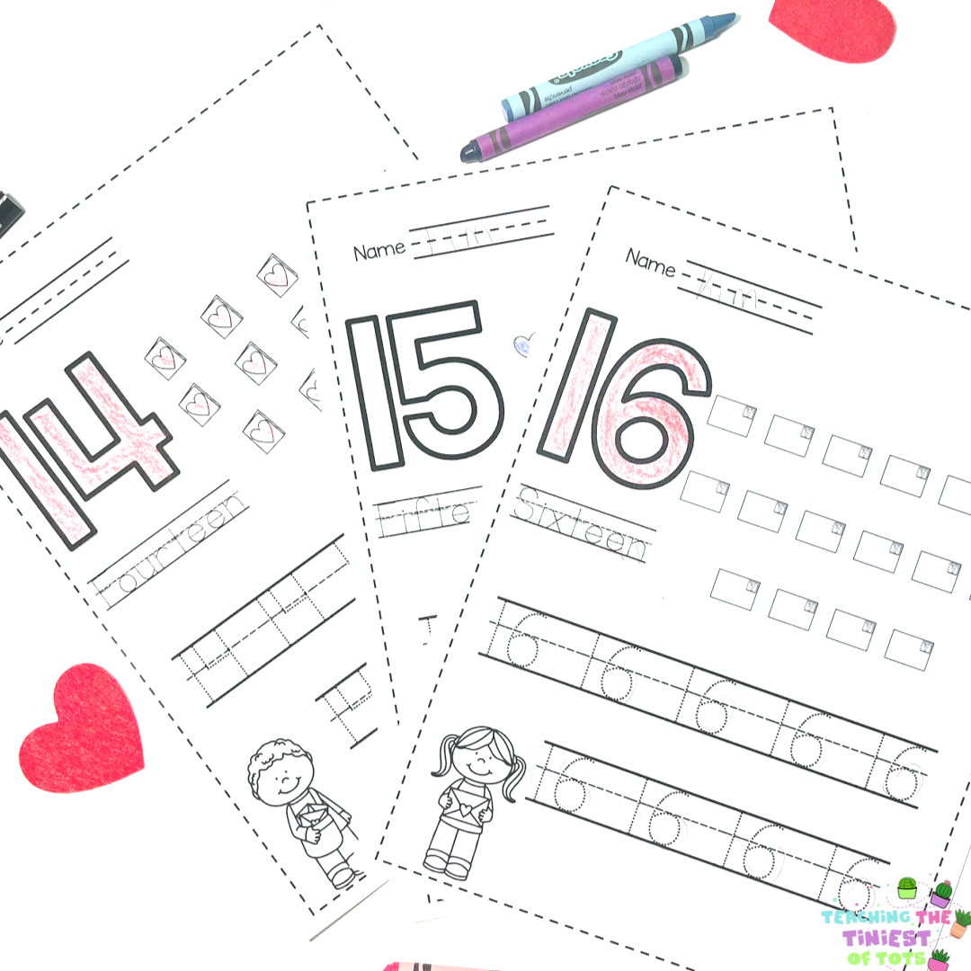 Valentine's Day Kindergarten Math Worksheet Number Tracing 1-20 | Made ...
