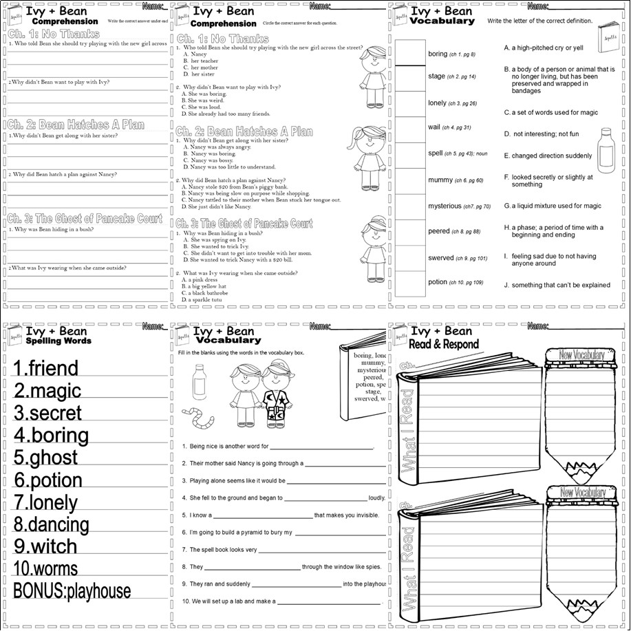 Ivy + Bean Novel Study Book Companion Reading Comprehension | Made By ...