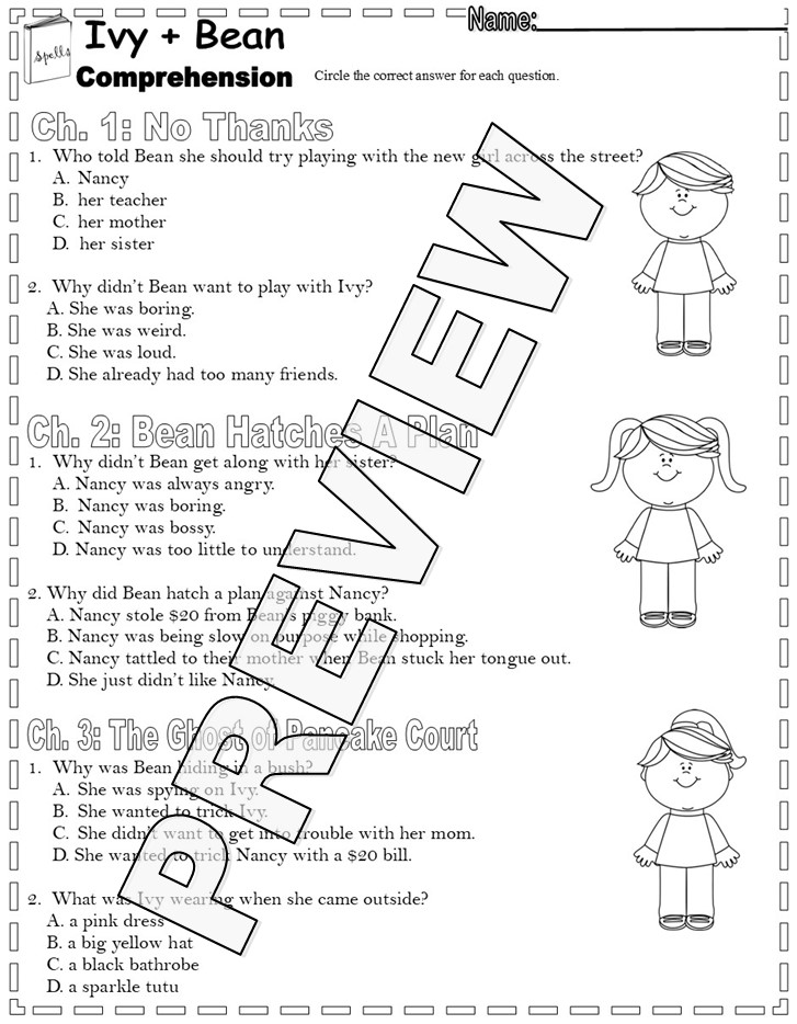 Ivy + Bean Novel Study Book Companion Reading Comprehension | Made By ...