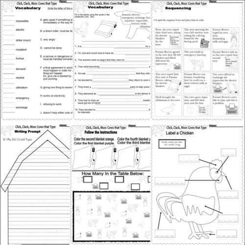 Click Clack Moo Cows that Type Book Companion Reading Comprehension ...
