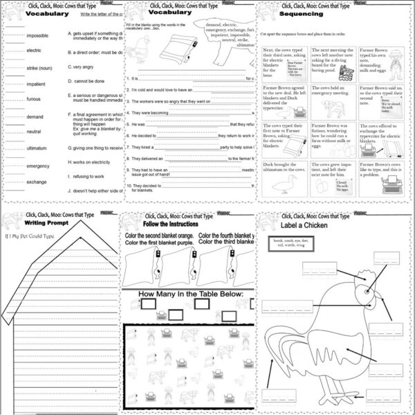 Click Clack Moo Cows that Type Book Companion Reading Comprehension ...