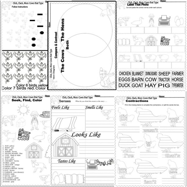 Click Clack Moo Cows that Type Book Companion Reading Comprehension ...