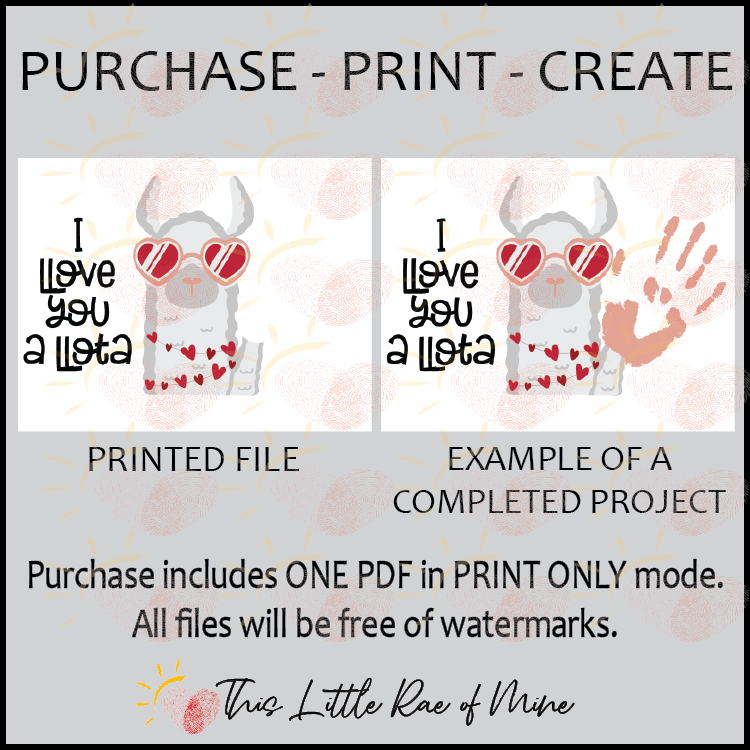 I LLove you a LLota - LLama - Valentine's Day - printable - Handprint ...