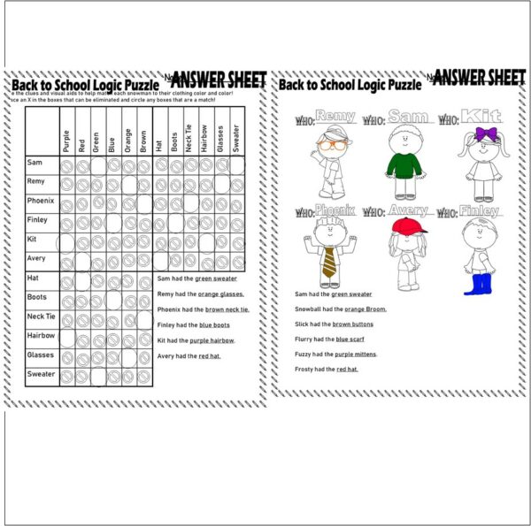 Back to School Logic Puzzle Graph Reasoning Critical Thinking Skills ...