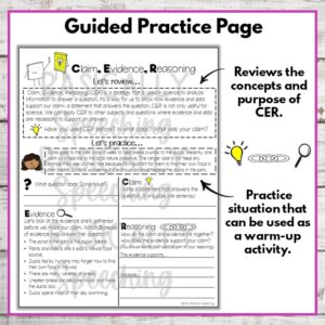 Claim Evidence Reasoning CER Paragraph Practice Activity | Made By Teachers
