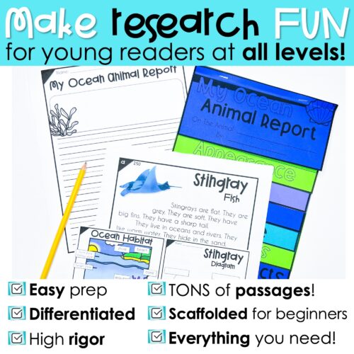 Ocean Unit Study | Ocean Animals Research Projects and Reading Passages ...