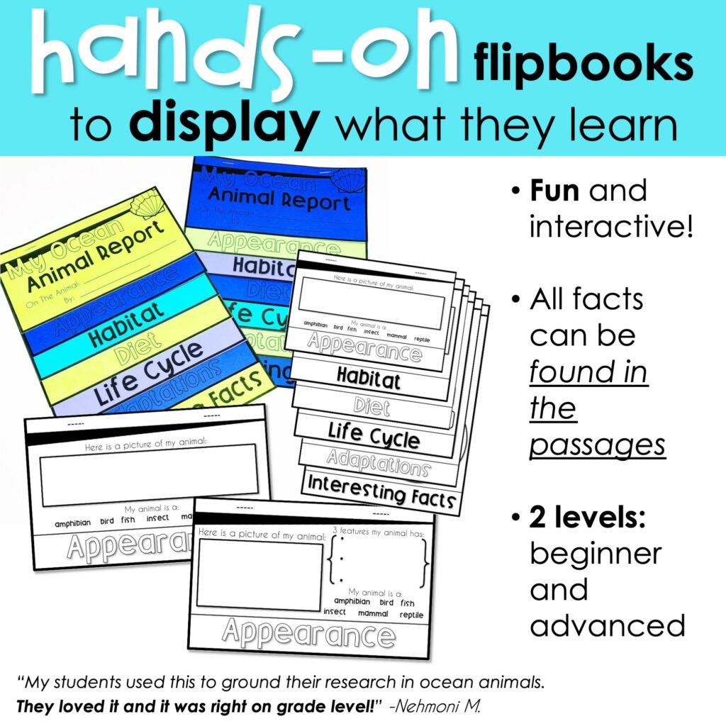 Ocean Unit Study | Ocean Animals Research Projects and Reading Passages ...