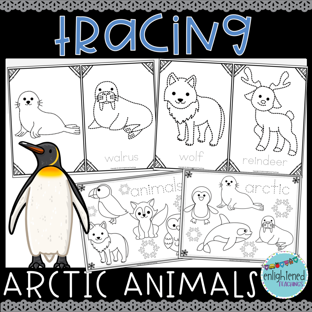 Arctic Animal Tracing Worksheets Fine Motor Activity, Winter Prewriting ...