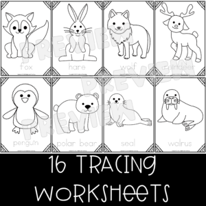 Arctic Animal Tracing Worksheets Fine Motor Activity, Winter Prewriting ...