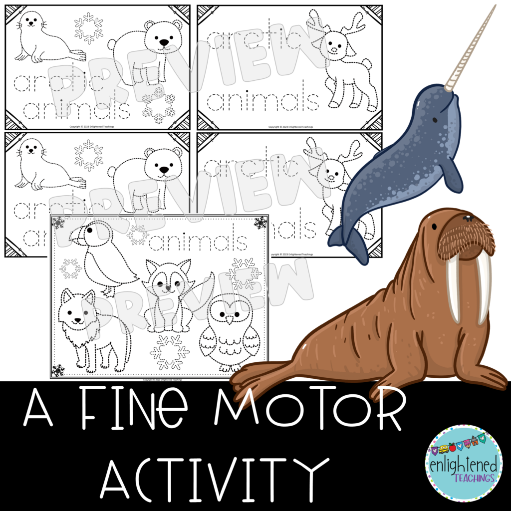 Arctic Animal Tracing Worksheets Fine Motor Activity, Winter Prewriting ...