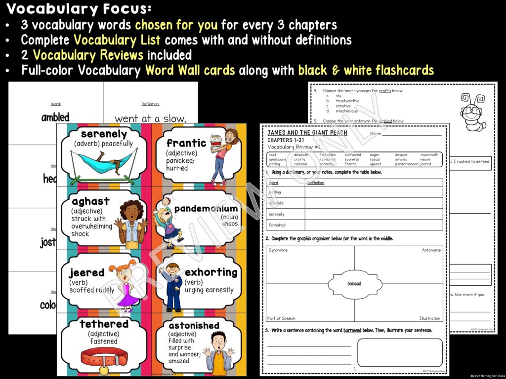 James and the Giant Peach Novel Study | Comprehension and Vocabulary ...