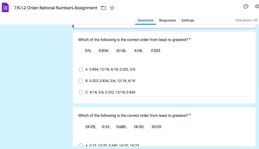 7th Math Lesson - Compare and Order Rational Numbers 7.N.1.2 OAS | Made ...