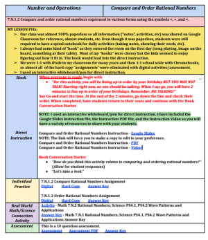 7th Math Lesson - Compare and Order Rational Numbers 7.N.1.2 OAS | Made ...