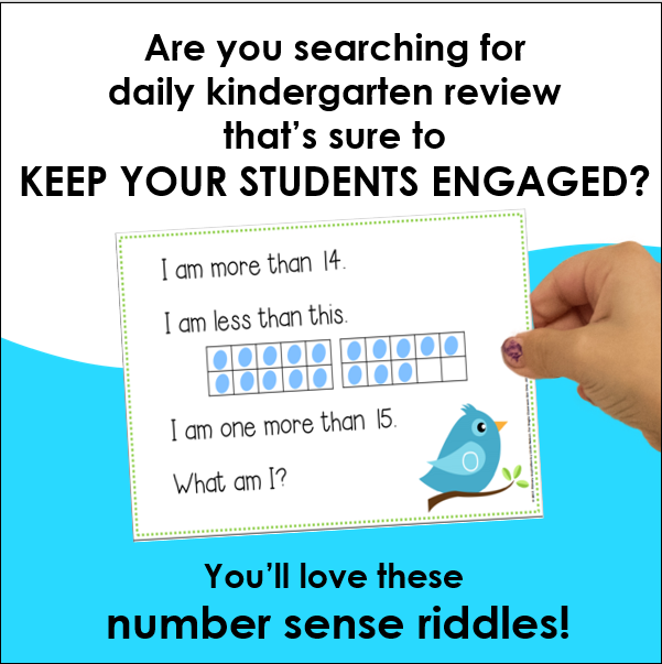 Kindergarten Number Sense Math Riddle Activities - Spiral Review | Made ...