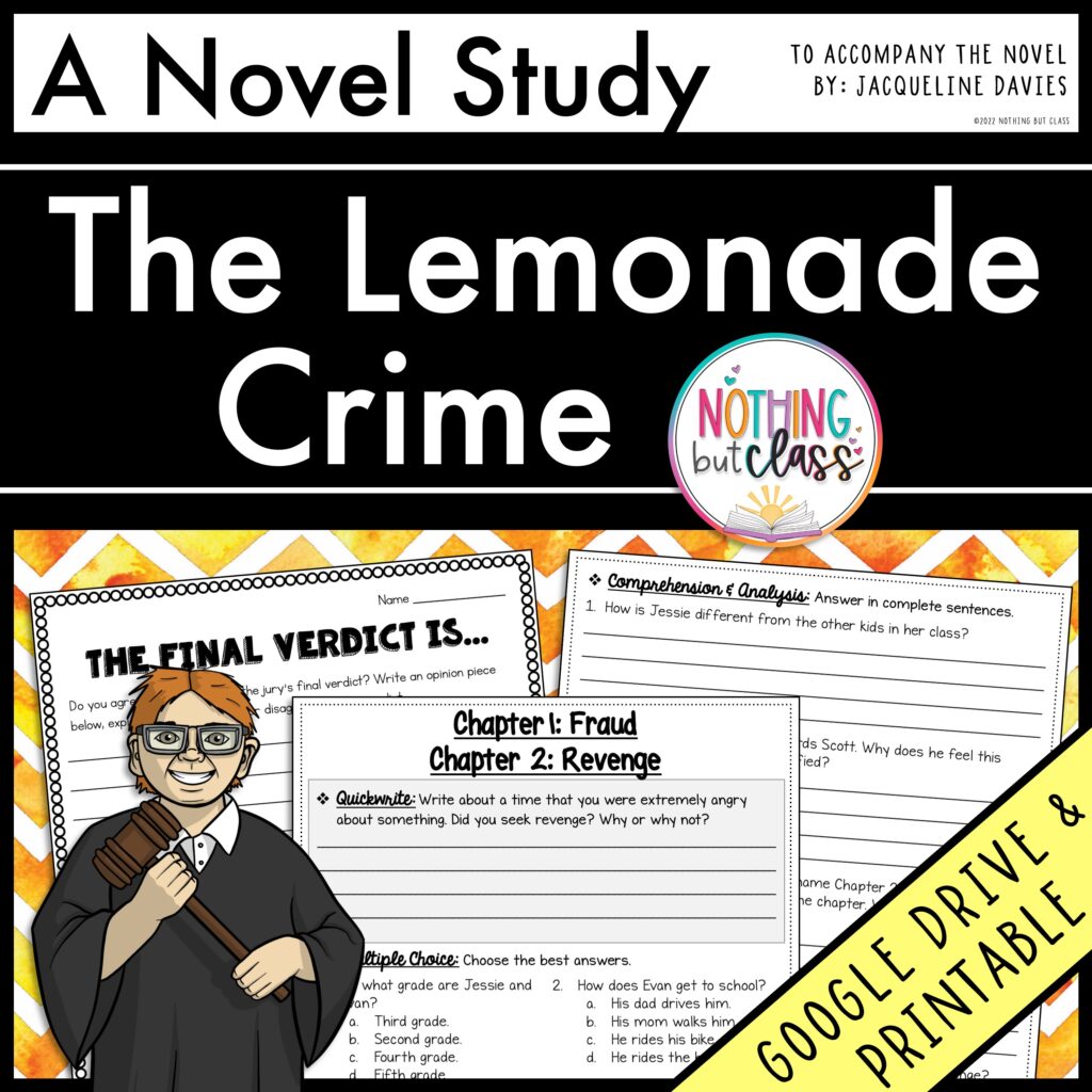 The Lemonade Crime Novel Study Unit | Comprehension and Vocabulary with ...