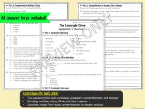 The Lemonade Crime Novel Study Unit | Comprehension and Vocabulary with ...