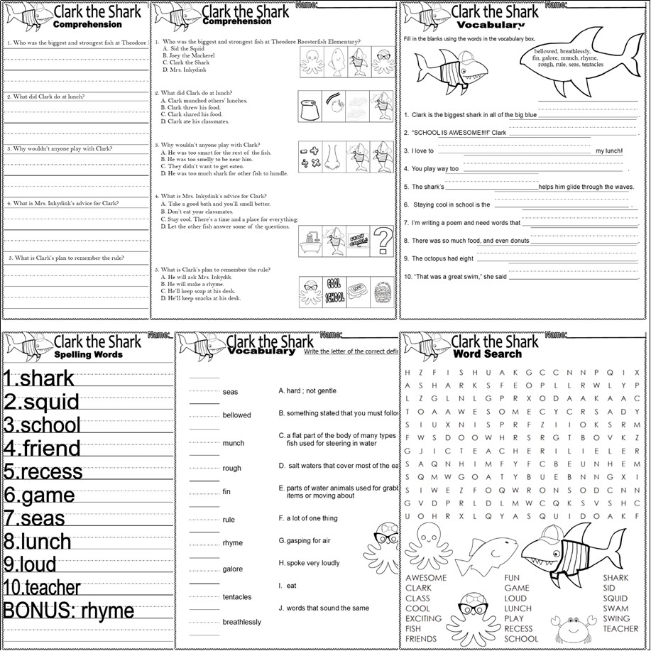 Clark the Shark Book Companion Reading Comprehension | Made By Teachers