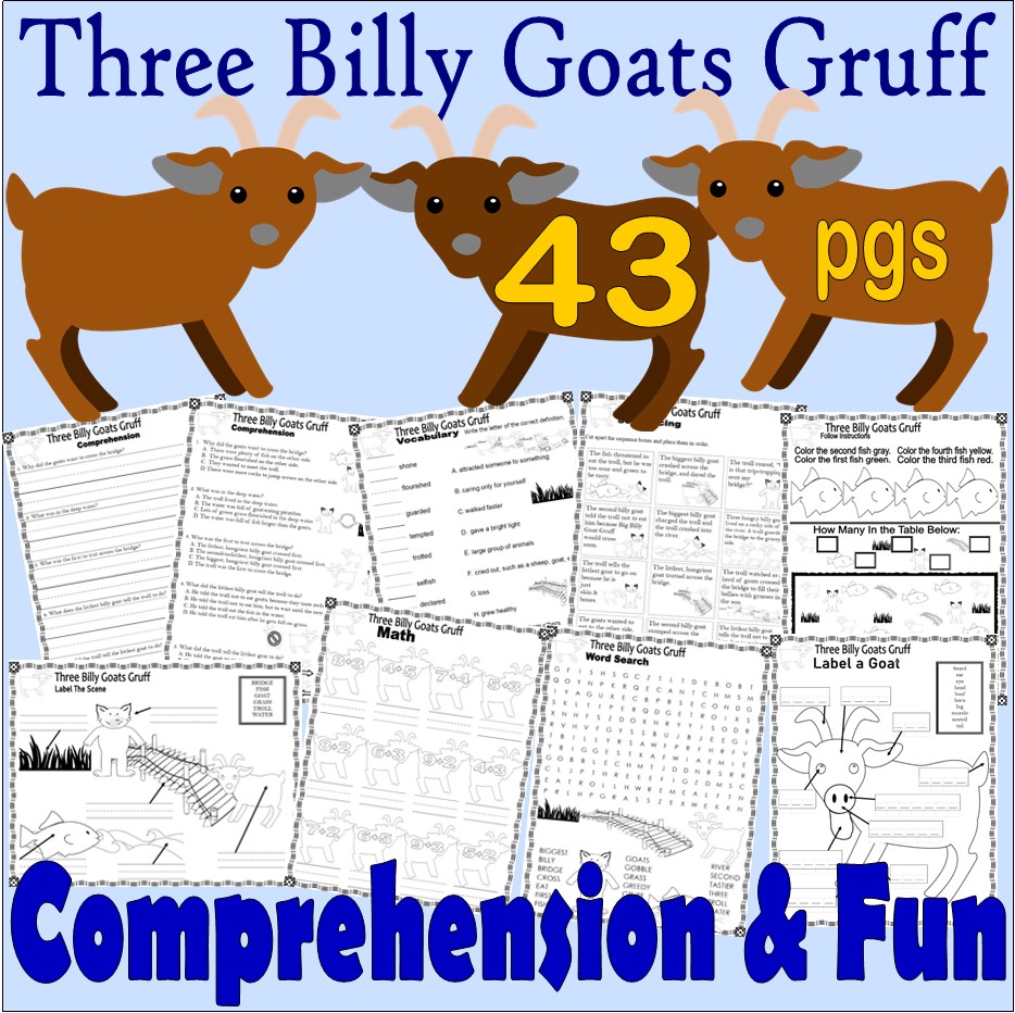 The Three Billy Goats Gruff Book Companion Reading Comprehension | Made ...