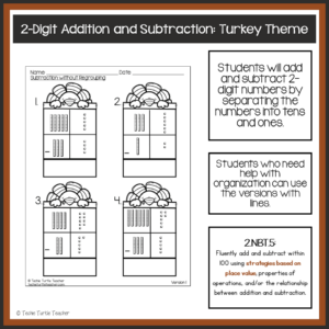 2-Digit Addition & Subtraction Using Base Ten Blocks - Turkey ...