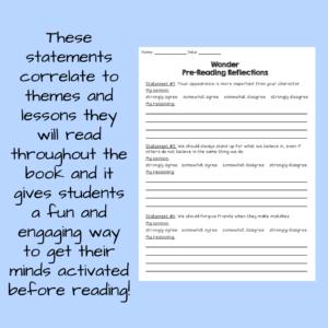 Wonder Pre-Reading Reflections | Made By Teachers