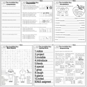 The Invisible Boy Book Companion Reading Comprehension | Made By Teachers