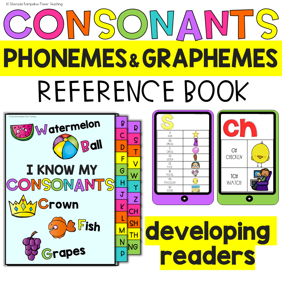 Consonants Phonemes and Graphemes Reference Book PRINTABLE | Made By ...