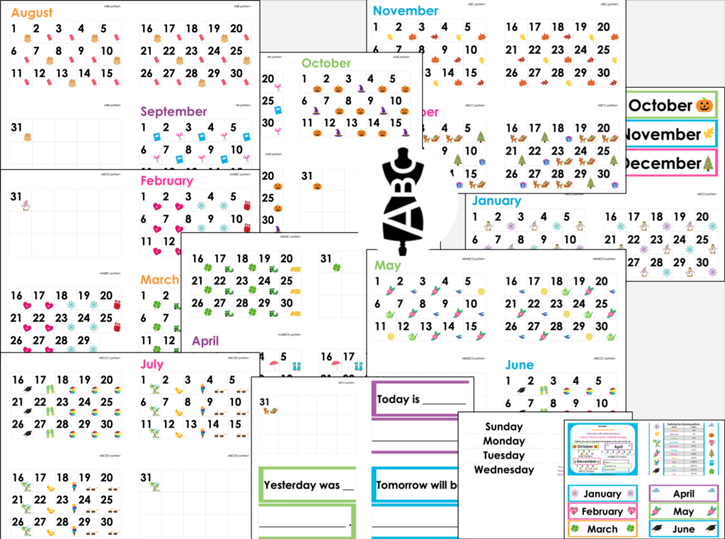 Calendar featuring Patterns for Morning Meeting and Daily Calendar ...
