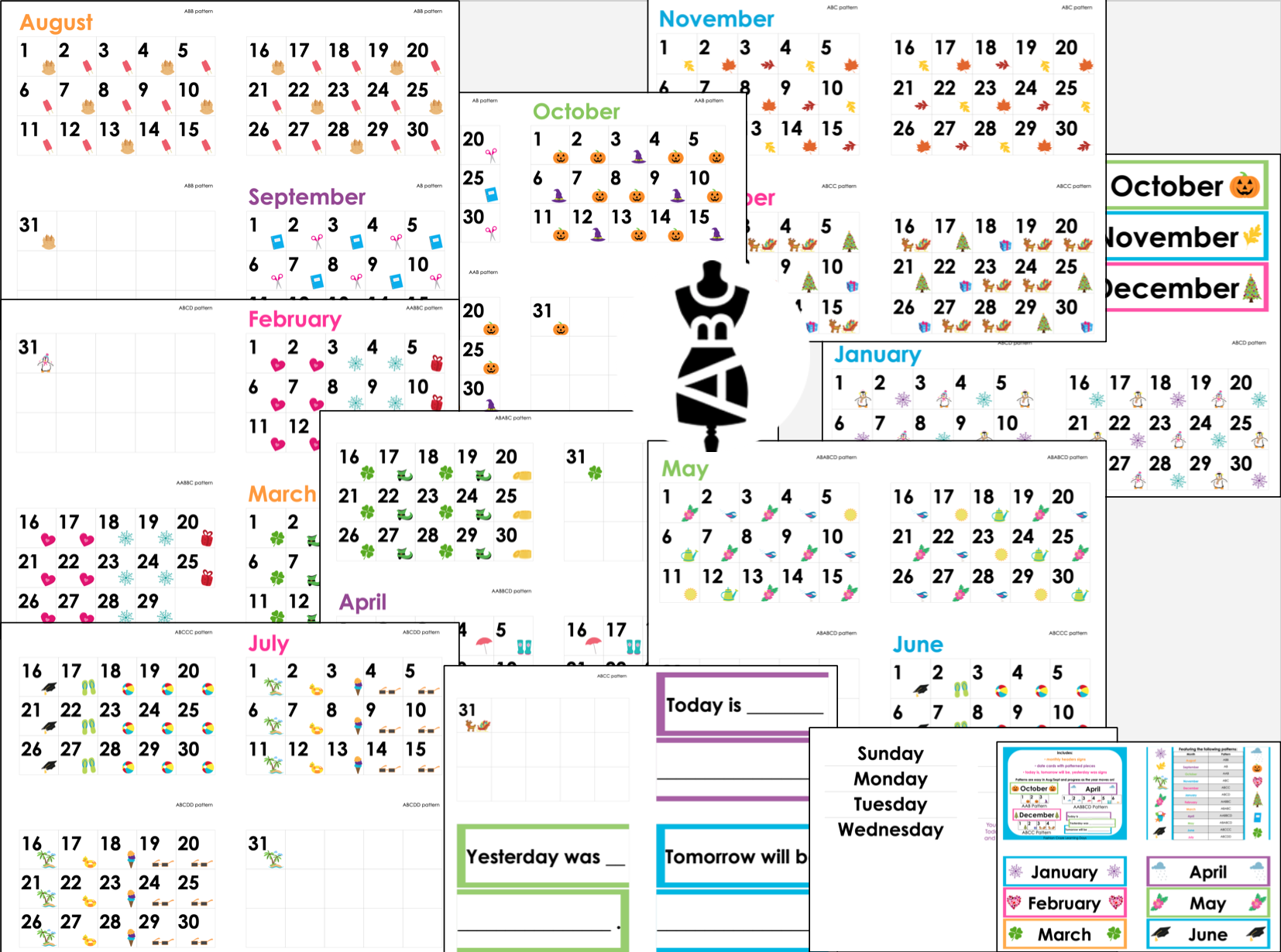 Calendar featuring Patterns for Morning Meeting and Daily Calendar ...