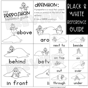 Snowman Prepositions Emergent Reader Reference Guide Winter ...