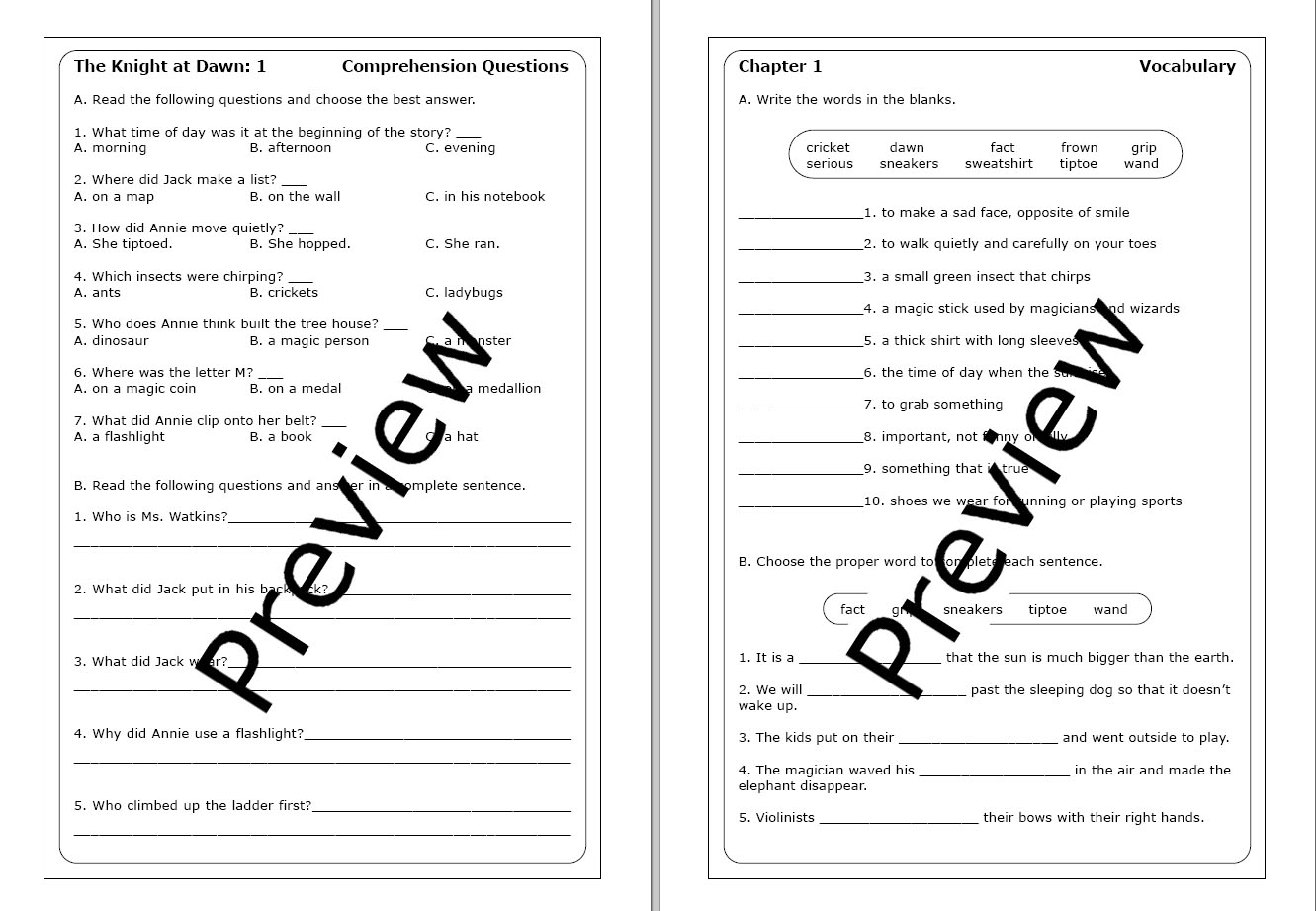Magic Tree House "The Knight at Dawn" worksheets | Made By Teachers