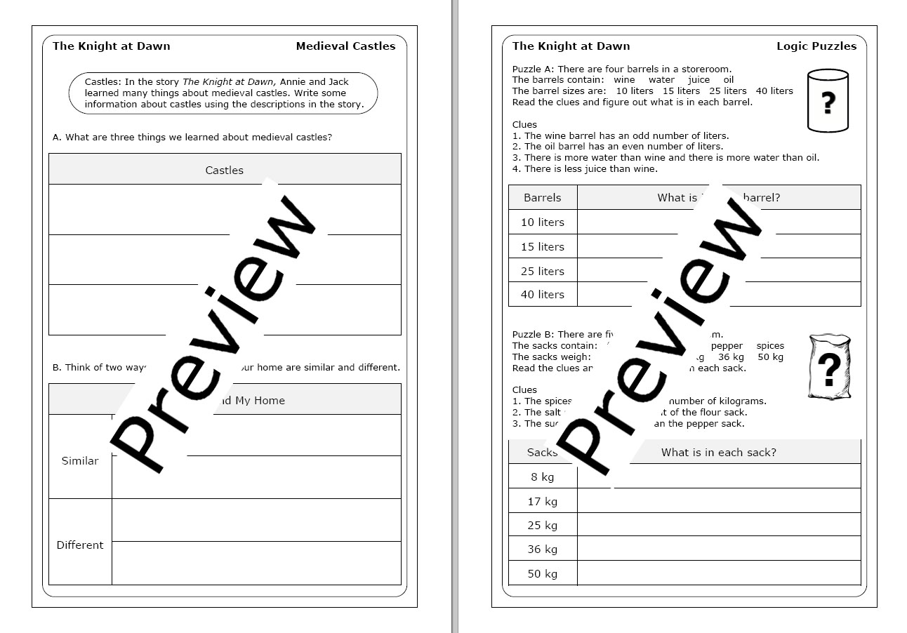 Magic Tree House "The Knight at Dawn" worksheets | Made By Teachers