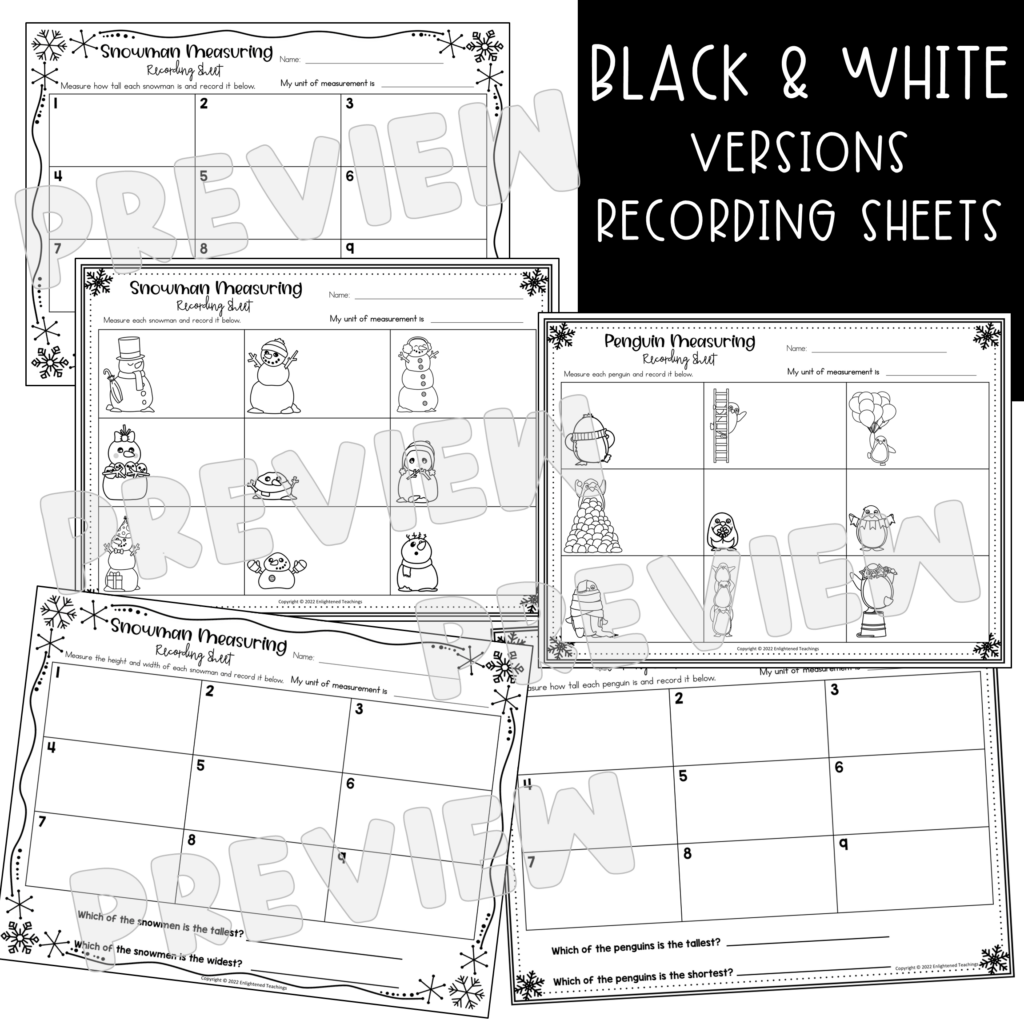 Winter Measurement Activities BUNDLE Measurement Worksheets, Task Cards ...