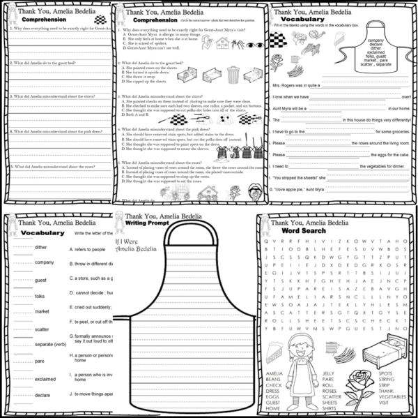 Thank You, Amelia Bedelia Book Companion Reading Comprehension ...