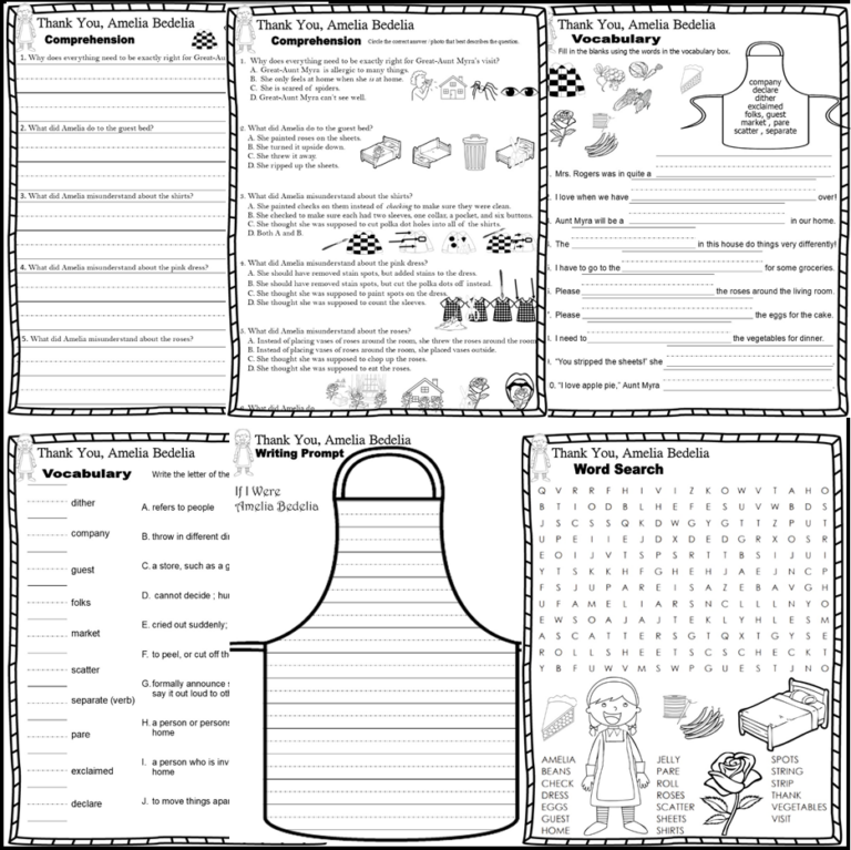 Thank You, Amelia Bedelia Book Companion Reading Comprehension ...