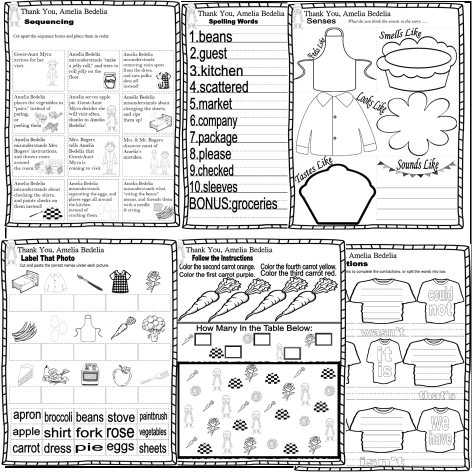 Thank You, Amelia Bedelia Book Companion Reading Comprehension ...