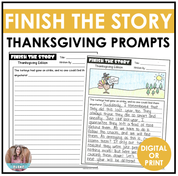 Thanksgiving Writing Activity Finish the Story Creative Writing Prompts ...