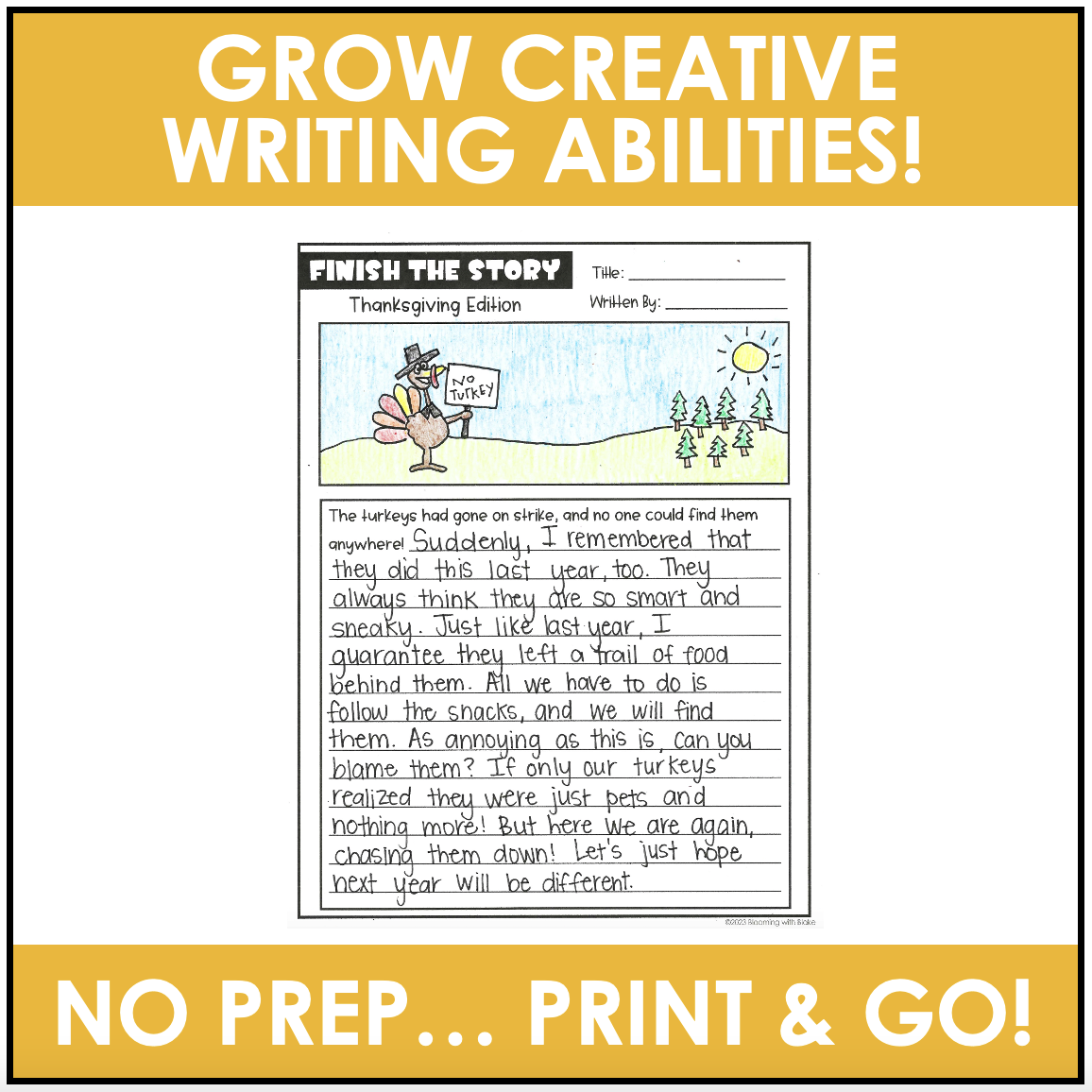 Thanksgiving Writing Activity Finish the Story Creative Writing Prompts ...