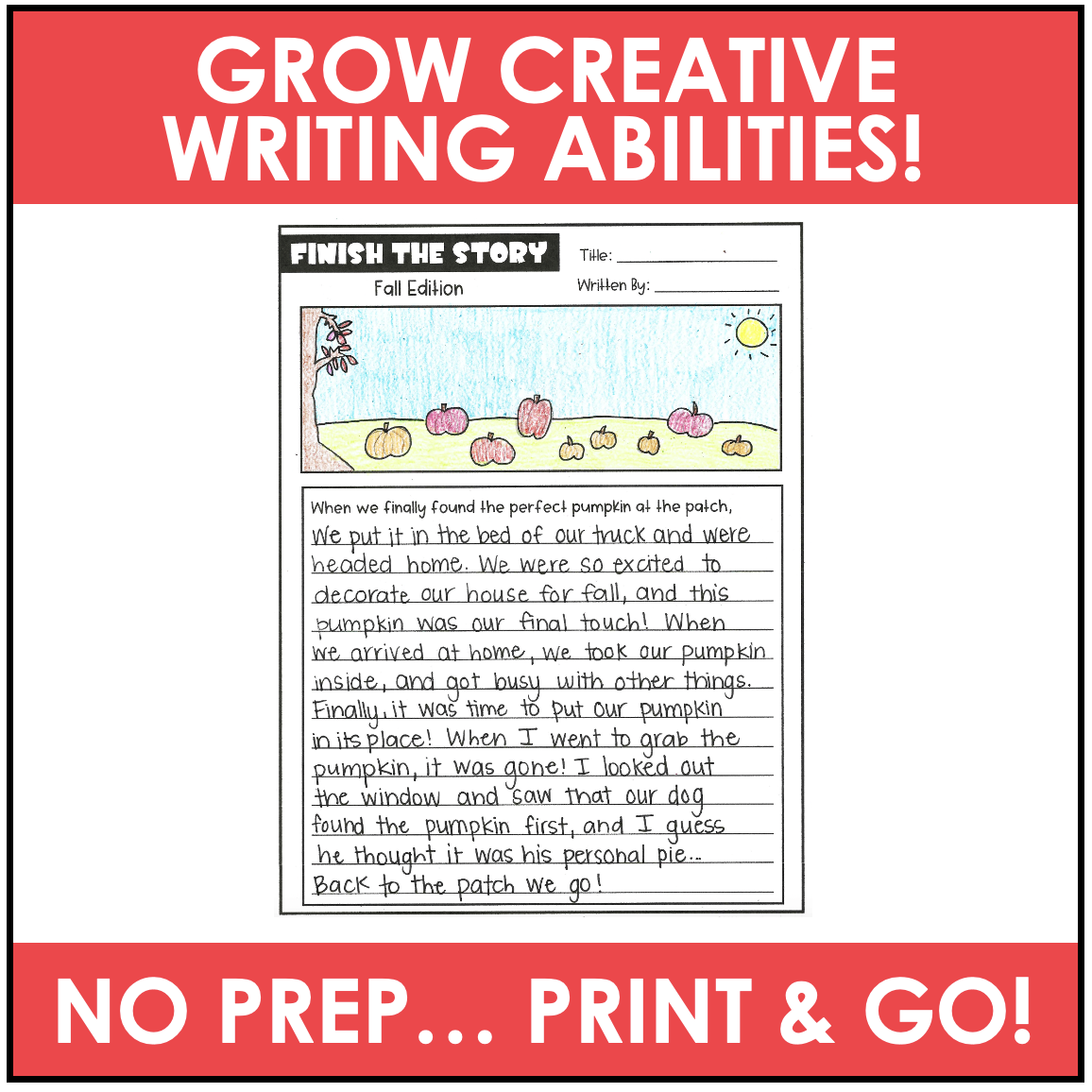 Fall Writing Activity Finish the Story Creative Writing Prompts | Made ...