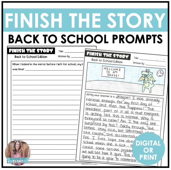 Back to School Writing Activity Finish the Story Creative Writing ...