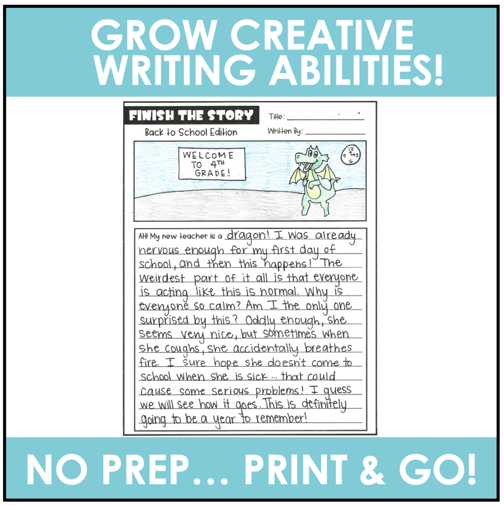 Back to School Writing Activity Finish the Story Creative Writing ...